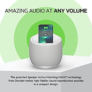 Belkin SOUNDFORM Elite Hi-Fi Smart Speaker + Wireless Charger (Alexa Voice-Controlled Bluetooth Speaker) Sound Technology By Devialet, Fast Wireless Charging for iPhone, Samsung Galaxy & More - White