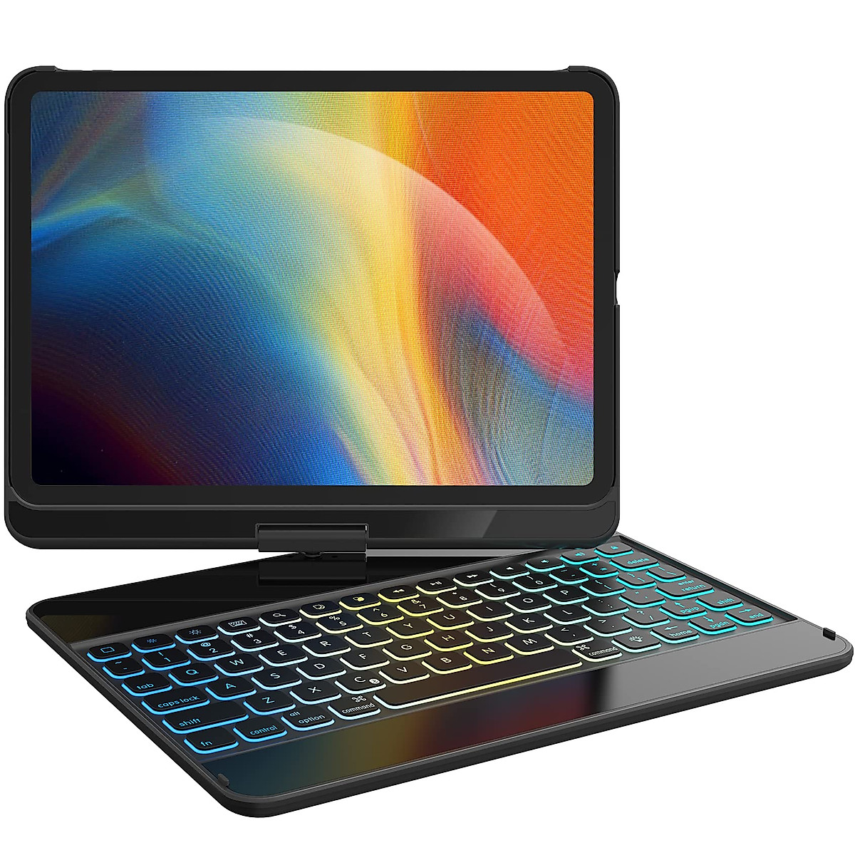 GreenLaw iPad Air 5th 4th Generation Case with Keyboard, DIY 7 Color Breathing Backlit, 360° Rotatable, Auto Sleep, Keyboard Case for iPad Pro 11 Inch(4th/ 3rd/ 2nd/ 1st Gen.), Black