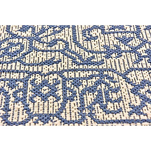 Unique Loom Outdoor Botanical Collection Area Rug - Allover (2' 2" x 3' 1" Rectangle, Beige and Blue/ Blue)