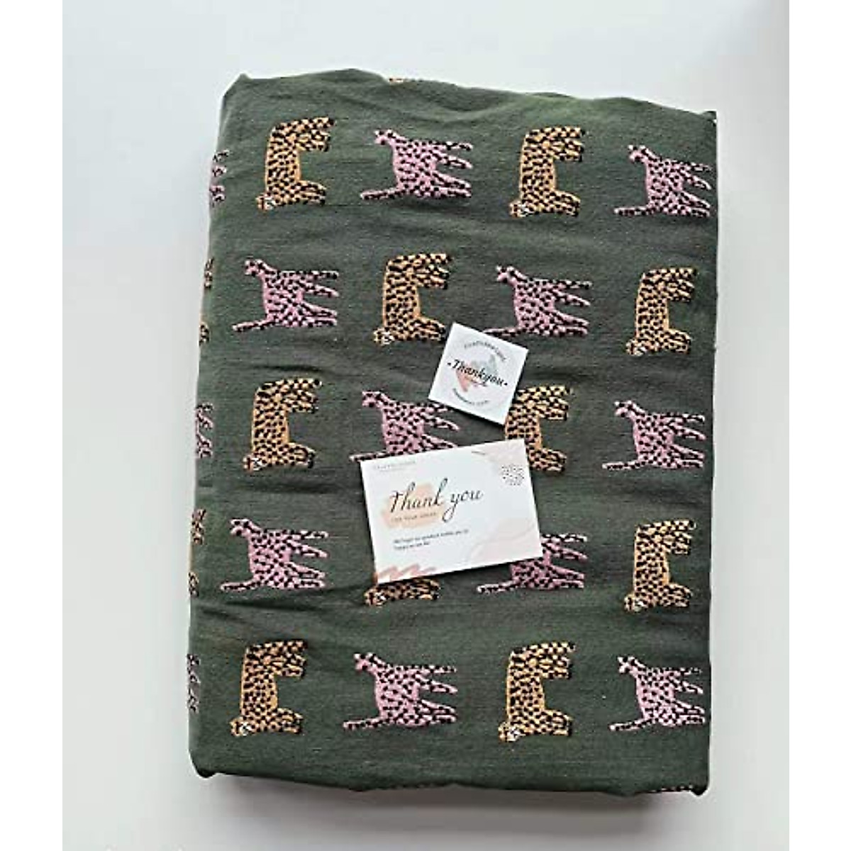 Tiger Embroiderd Linen Cotton Fabric,Green Embroidered Fabric,Designer Fabric,Quilting Fabric,Fabric by Yard,Thick Fabric,Linen Fabric