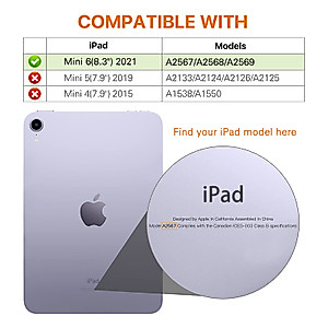 MoKo Case Fit New iPad Mini 6 2021 (6th Generation 8.3 inch), Soft TPU Translucent Frosted Back Cover Slim Smart Shell Stand Folio Case for iPad Mini, Auto Wake/Sleep, Fragrant Flowers