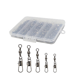 Beoccudo 210pcs Barrel Swivels with Snaps, Fishing Swivels Saltwater Freshwater Snap Connector
