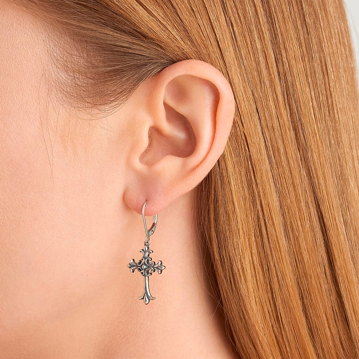 MORGAN & PAIGE Celtic Cross Celtic Knot Dangle Earrings for Women - 925 Sterling Silver Drop Earring Design, Lightweight and Hypoallergenic for Sensitive Ears with Secure Clasp