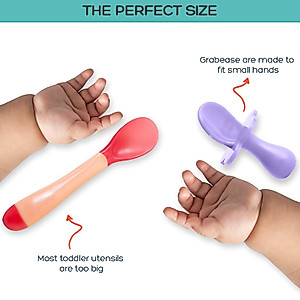 GRABEASE Bundle of 2 First Self Feed Baby Utensils with a Togo Pouch - Anti-Choke, BPA-Free Baby Spoon and Fork Toddler Utensils for Led Weaning Ages 6 Months+ Lavender and Blush
