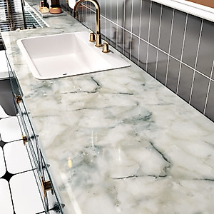 Gray Marble Contact Paper Peel and Stick Wallpaper Counter Top 24" x 118" Contact Paper for Countertops Waterproof Kitchen Backsplash Marble Wall Paper Vinyl Self Adhesive Contact Paper for Cabinets