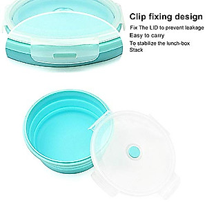 URBEST Collapsible Bowls, Silicone Food Storage Containers with Lids for Camping, Set of 4 Round Silicone Lunch Containers, Microwave and Freezer Safe (Blue, 4)