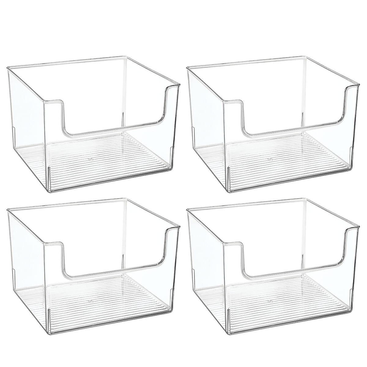 mDesign Modern Plastic Open Front Dip Storage Organizer Bin Basket for Kitchen Organization - Shelf, Cubby, Cabinet, and Pantry Organizing Decor - Ligne Collection - 4 Pack - Clear
