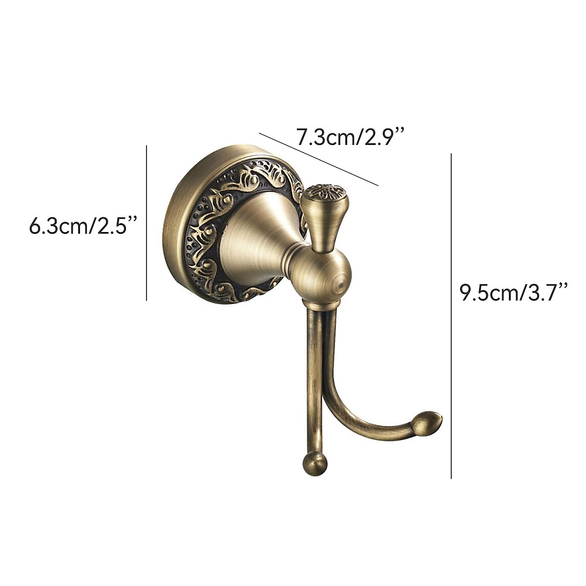 PEONYBATH Antique Bronze Brass Bath Towel Hooks, Wall Mounted Bathroom Hardware Accessories,Pattern Carving Design