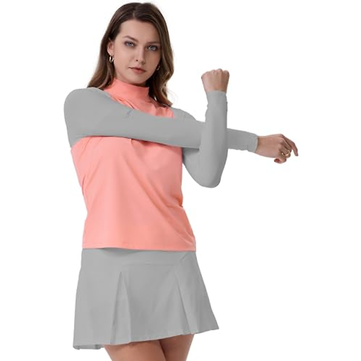 COOUV Lightweight UPF50+ UV Protection Cool Knit Shawl Arm Sleeves Sports Athletic Compression Shrug Sun SPF50 Sunscreen (Grey, X-Large)