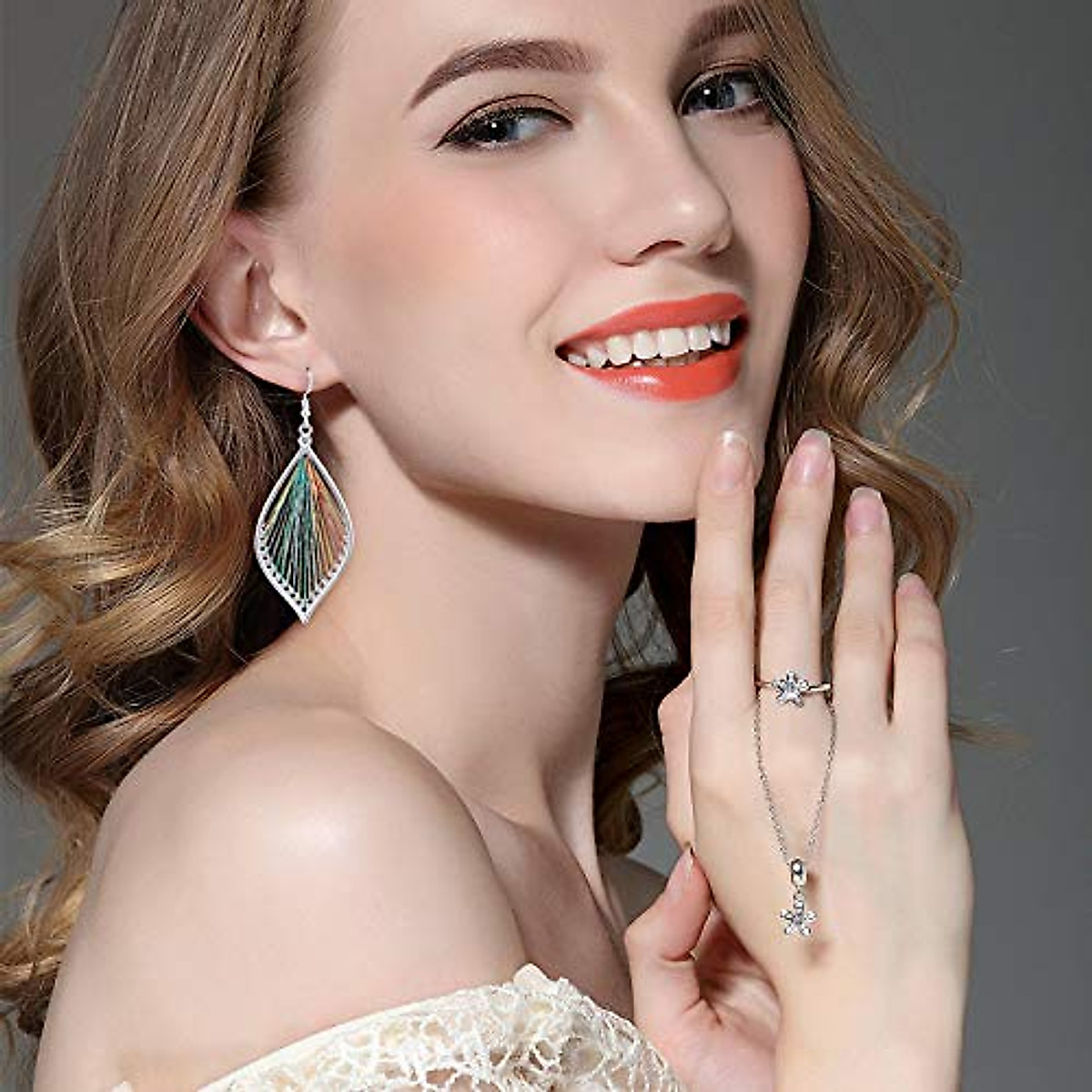 Earrings for Women Colorful Layered Tassel Earrings Bohemian Dangle Drop Tiered Tassel Druzy Stud Earrings Women Gifts