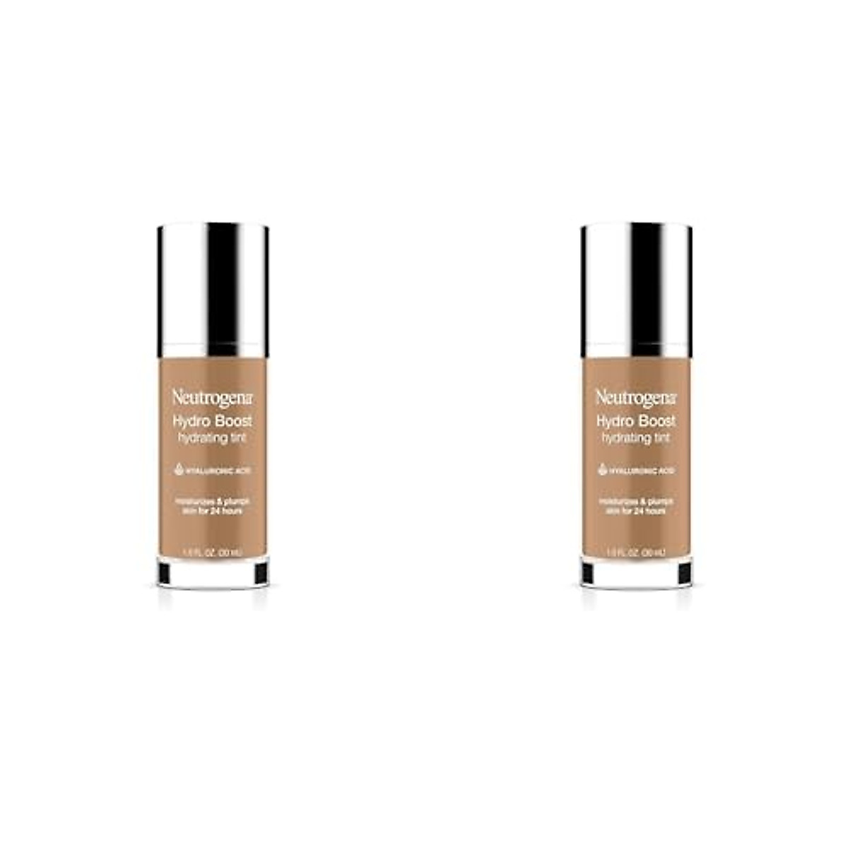Neutrogena Hydro Boost Hydrating Tint with Hyaluronic Acid, Lightweight Water Gel Formula, Moisturizing, Oil-Free & Non-Comedogenic Liquid Foundation Makeup, 105 Caramel Color 1.0 fl. oz (Pack of 2)