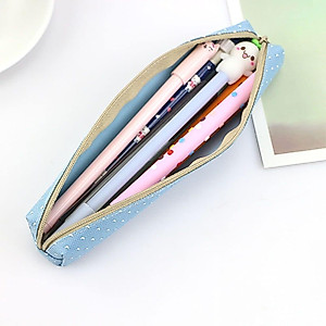 Blue Pencil Case, Cute Stationeries Pouch, Kawaii Pencil Pouch, Candy Color Pencil Box, Super Slim Pen Bag, Wave Point Cosmetic Bag