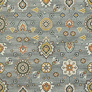 Maples Rugs Fleur Contemporary Motif Kitchen Rugs Non Skid Accent Area Carpet [Made in USA], Radiant Grey, 2'6 x 3'10