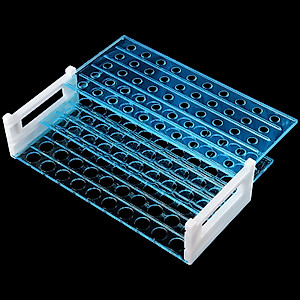 HOIGON 5 Pack 50 Holes Plastic Test Tube Rack, Detachable Lab Test Tube Rack Holder for 13/16 mm Tubes, Light Blue