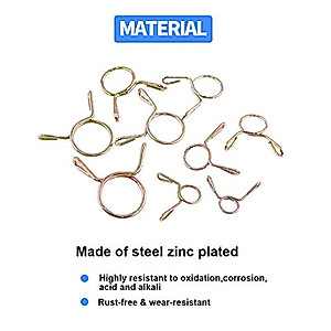 Glarks 290Pcs Fuel Line Hose Water Pipe Air Tubing Spring Clips Clamps Assortment Kit - Size 5-13MM