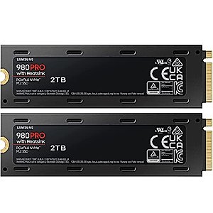 SAMSUNG MZ-V8P2T0CW 980 PRO with Heatsink PCIe 4.0 NVMe SSD 2TB for PC/PS5 - (2-Pack)