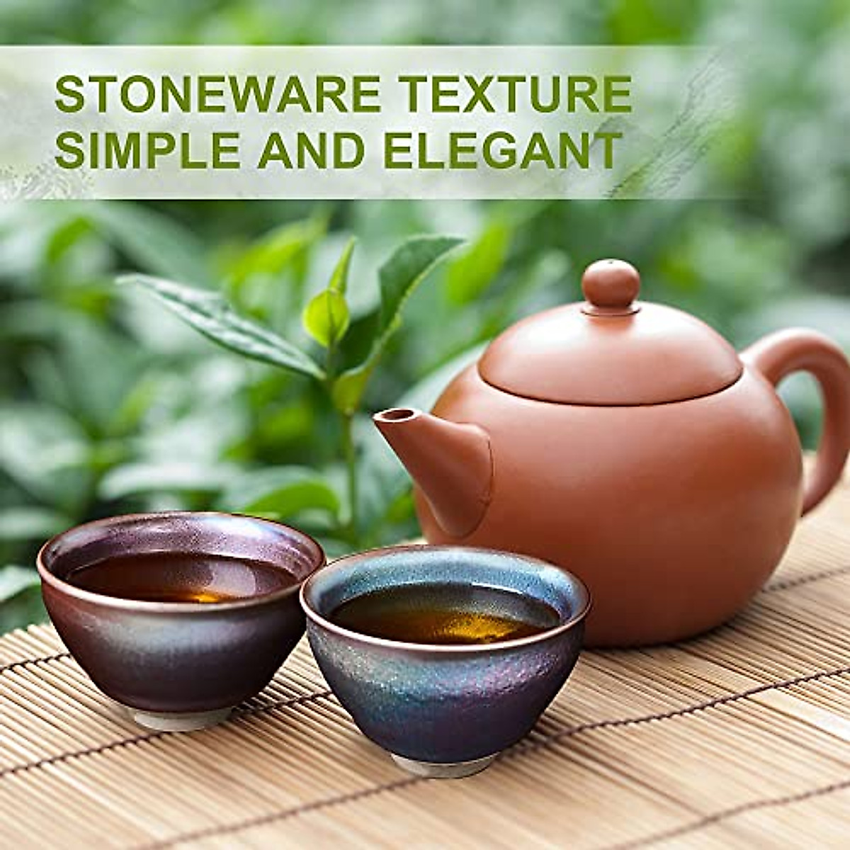 KALEFUCHA Handmade Chinese Tenmoku Tianmu Jian Zhan Gongfu/Kungfu Tea Cup With Certificate and Gift Box, Set Of Two Jianzhan Tea Ceremony Cups in Japanese Style. 155 ml (5.24 oz)