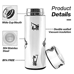 CaTaKu Mini Cute Truck Water Bottle Insulated 16 oz Stainless Steel Flask Thermos Bottle for Coffee Water Drink Reusable Wide Mouth Vacuum Travel Mug