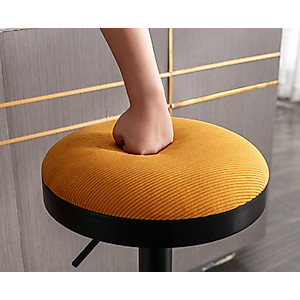 EALSON Modern Swivel Bar Stools Set of 2 Adjustable Counter Height Backless Barstools with Metal Base Fabric Upholstered Round Bar Stool Chairs for Kitchen Island/Pub/Breakfast Bar, Yellow