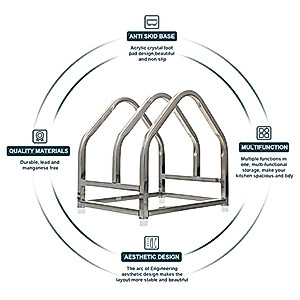 Hemoton Pot Lid Organizer Kitchen Plate Rack Holder Rest Chopping Cutting Board Holder Stand Storage Chopping Board Pots Pans Serving Trays (Sliver)
