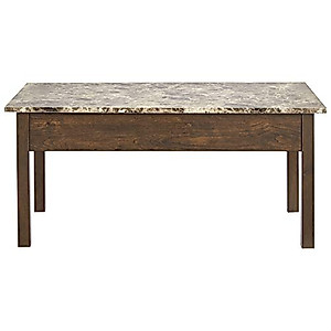 ROCKPOINT Living Faux Marble Lift Top Coffee Table,Brown