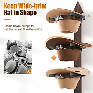 Cinati Cowboy Hat Rack, Cowboy Hat Holder Wall Mount Holds up to 4 Hats, Wooden Western Rustic Metal Cowboy Hat Hanger with Arrow Sign Board, Hat Rack for Cowboy Hat, Fedora, Sun Hats (1 pack)