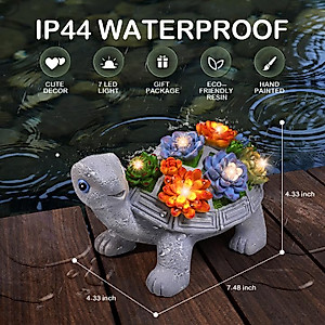 Eletorot Turtle Birthday Gifts for Mom: Solar Garden Statues with 7 Led Lights, Unique Gardening Gifts for Grandma Mom Women, Outdoor Decor for Patio, Backyard, Yard