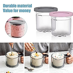 PROKTH 2pcs Ice Cream Tubs Compatible for NC301, NC300, NC299AMZ, CN305A, CN301CO Series Creami Ice Cream Makers, Ninja Creami Tubs, Creami Pint Containers, Reusable and Dishwasher Safe
