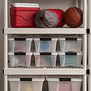 IRIS USA 12 Qt. Plastic Storage Container Bin with Secure Lid and Latching Buckles, 6 pack - Pearl, Durable Stackable Nestable Organizing Tote Tub Box Toy General Organization Small