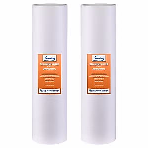 iSpring FP220BX2 High Capacity x 4.5” Water Replacement Cartridges Sediment Filter, 20 Micron, 2 Count (Pack of 1), White