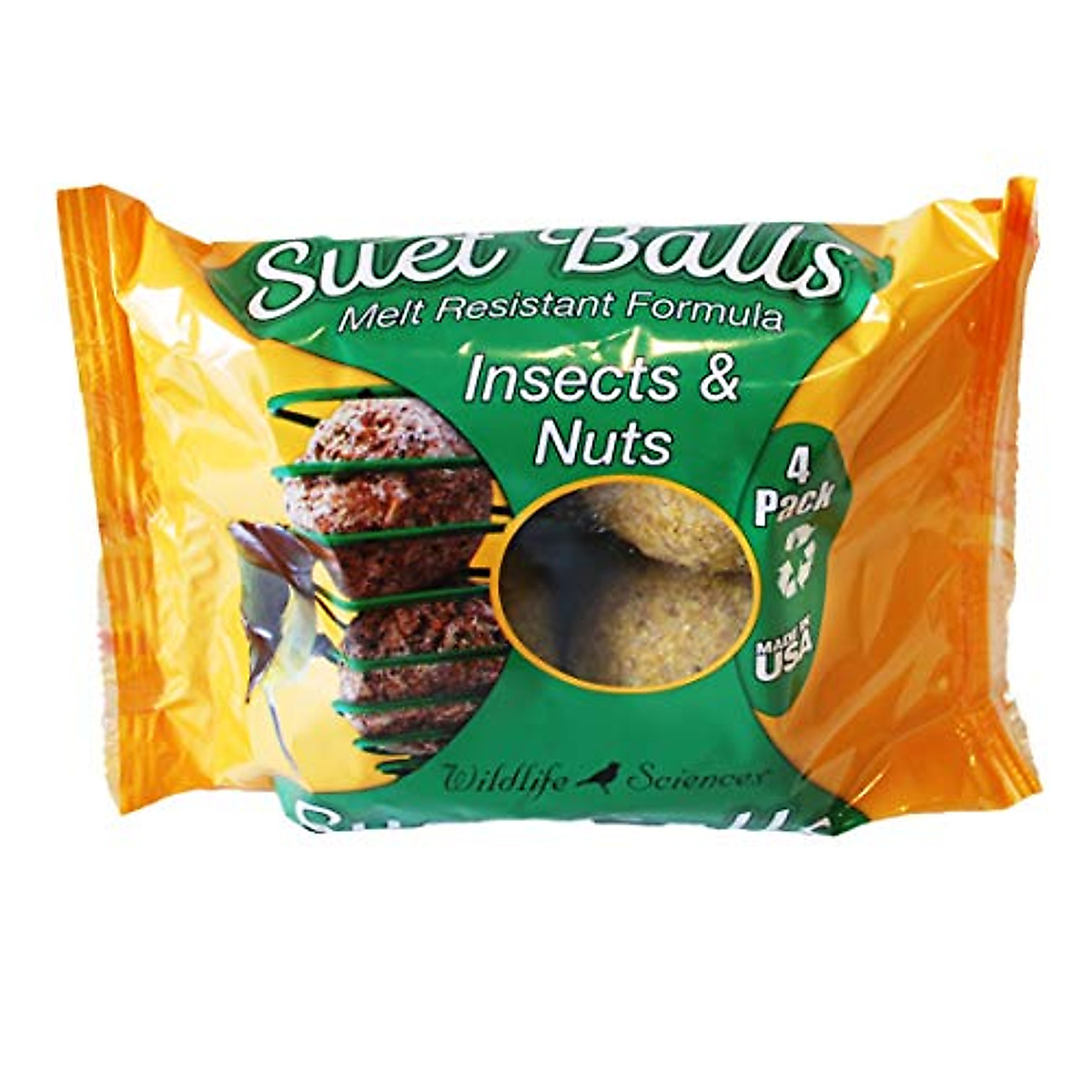 Wildlife Sciences Melt Resistant Suet Balls Variety 16 Pack, 4 Wrapped Packs of 4 Bird Suet Balls
