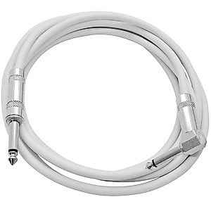Seismic Audio - SAGC10R-White-2Pack - 2 Pack of 10 Foot White 1/4 Inch TS Right Angle to Straight Guitar Cables 10' Instrument 1/4" Guitar Cords