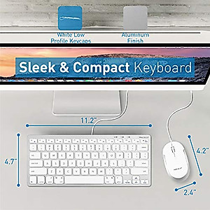 Macally USB Wired Keyboard and Mouse Combo for Mac and PC - Save Space with a Compact Small Mac Keyboard and Mouse for MacBook Pro/Air, iMac, Mac Mini/Pro - Compatible Apple Keyboard and Mouse