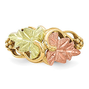 10K Tri Color Black Hills Gold Flower Ring Size 7