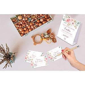 Blush Pink Floral Baby Shower Game, Guess How Many Candies Are in the Jar, Pack of 1 Sign and 50 Guessing Cards, Baby Shower Decoration, Gender Neutral - 02