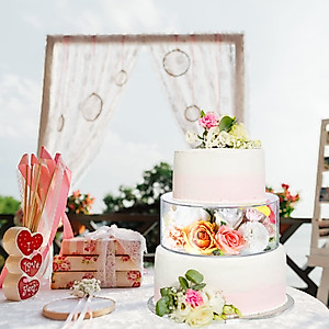 Weysat 2 Pcs Acrylic Fillable Cake Stand 7 Inch and 4.7 Inch Clear Cake Riser Round Cake Tier Decorative Cylinder Stand for Wedding Birthday Party(10''D x 4''H, 6''D x 4''H)