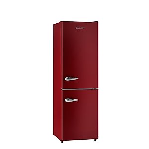iio Retro Refrigerator With Bottom Freezer - Full Size 24 Inch Wide 11 Cu Ft - Frost Free, Fast Cool, 360° Multiflow Cooling, Space Saving, Environmentally Friendly (Right Hinge, Wine Red)