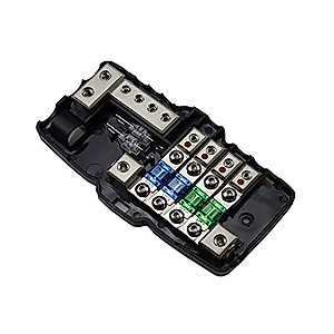 ZOOKOTO 0/4GA 4 Way Multi-Functional LED Car Audio Stereo ANL Fuse Holder with Ground Mini ANL Fuse Box Distribution Block 30A 60A 80A Fuses Grounding Block