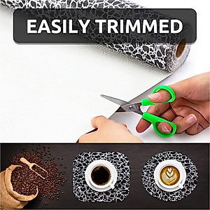 FIFTY FEET 12X120 Inch Shelf Liner with Scissor & Tape Measure for Kitchen Cabinets, PVC Drawer Liner for Dresser Non-Slip Bathroom, Non-Adhesive Cabinet Liner Washable (Black Crack)