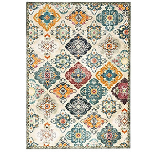 QQL 2'x3' Washable Indoor Entry Rug,Accent Door Mat Machine Soft Small Area Rug,Non-Slip Non-Shedding Faux Wool Vintage Design Boho Low Pile Throw Rugs