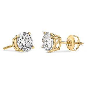 1/4 cttw Natural Diamond Earrings AGS Certified Diamond Stud Earrings for Women 14 Karat White Gold Round Brilliant Shaped Earrings 4 Prong Setting with Screw Back and Post Studs