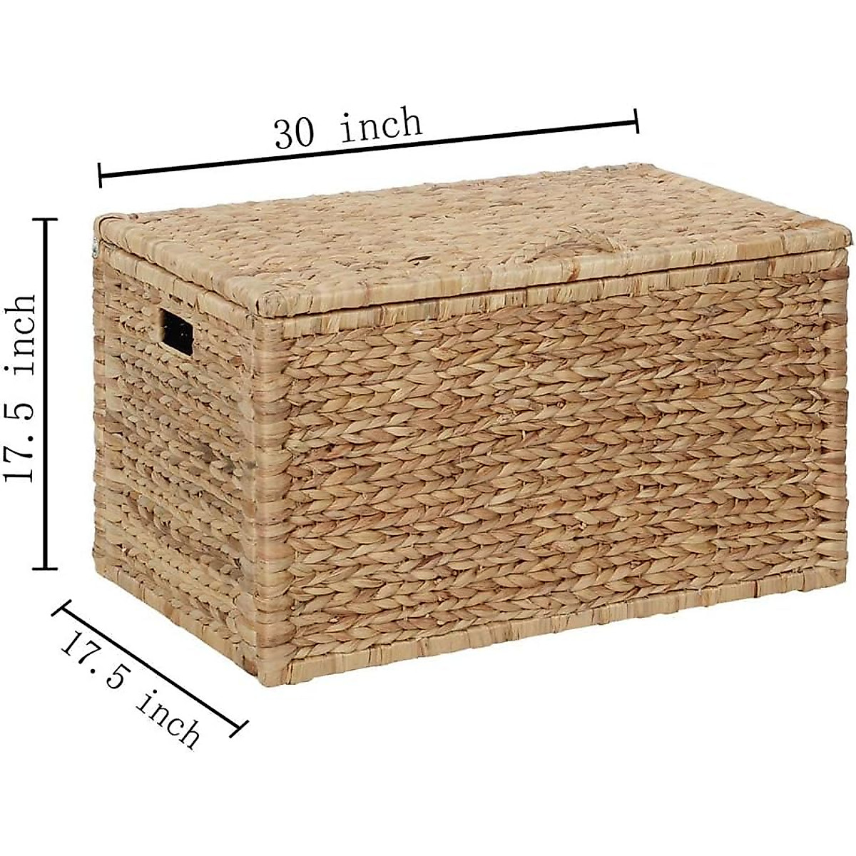eHemco Heavy-duty Water Hyacinth Wicker Storage Trunk with Metal Frame, 30 by 17.5 by 17.5 Inches, Natural