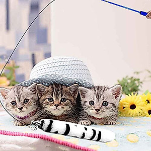 LASOCUHOO Cat Worm Toys, (3 Packs) Interactive Cat Wand Replacement, Cat Wand Refill Attachments for Indoor Cats, Fit for Most Cats