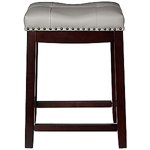 Angel Line Cambridge Bar Stools, 24" Set of 2, Espresso with Gray Cushion