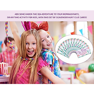 Mermaid Treasure Hunt Clues Cards, Mermaid Party Scavenger Hunt Card Game(15 Cards With Envelopes), Ocean Themed Birthday Party Supplies Activities for Kids Adults, Under the Sea Party Decor(02)