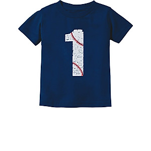 Baseball Number 1 1st Birthday Shirt Gifts for One Year Old Infant Kids T-Shirt 12M Navy