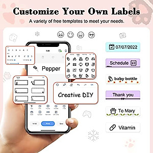 2023 Label Maker Machine, 520B Wireless Bluetooth Portable Label Printer with Label Tape Included Multiple Templates, USB Rechargeable for Christmas Decoration Home Office and Store Organization, Pink