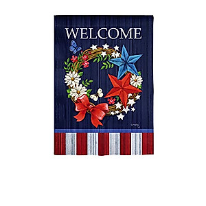 Evergreen Flag Beautiful Patriotic Wreath Suede Garden Flag - 13 x 1 x 18 Inches Fade and Weather Resistant Outdoor Decoration For Homes, Yards and Gardens