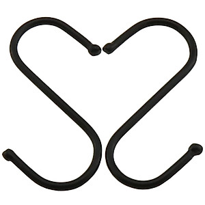 E-outstanding S Hook 12PCS 2.7 x 0.8 x 0.1Inch Black Heavy Duty Stainless Steel S-Shaped Hooks Hangers for Hanging pots and Pans, Plants, Utensils, Towels Small Size Hanging Hook