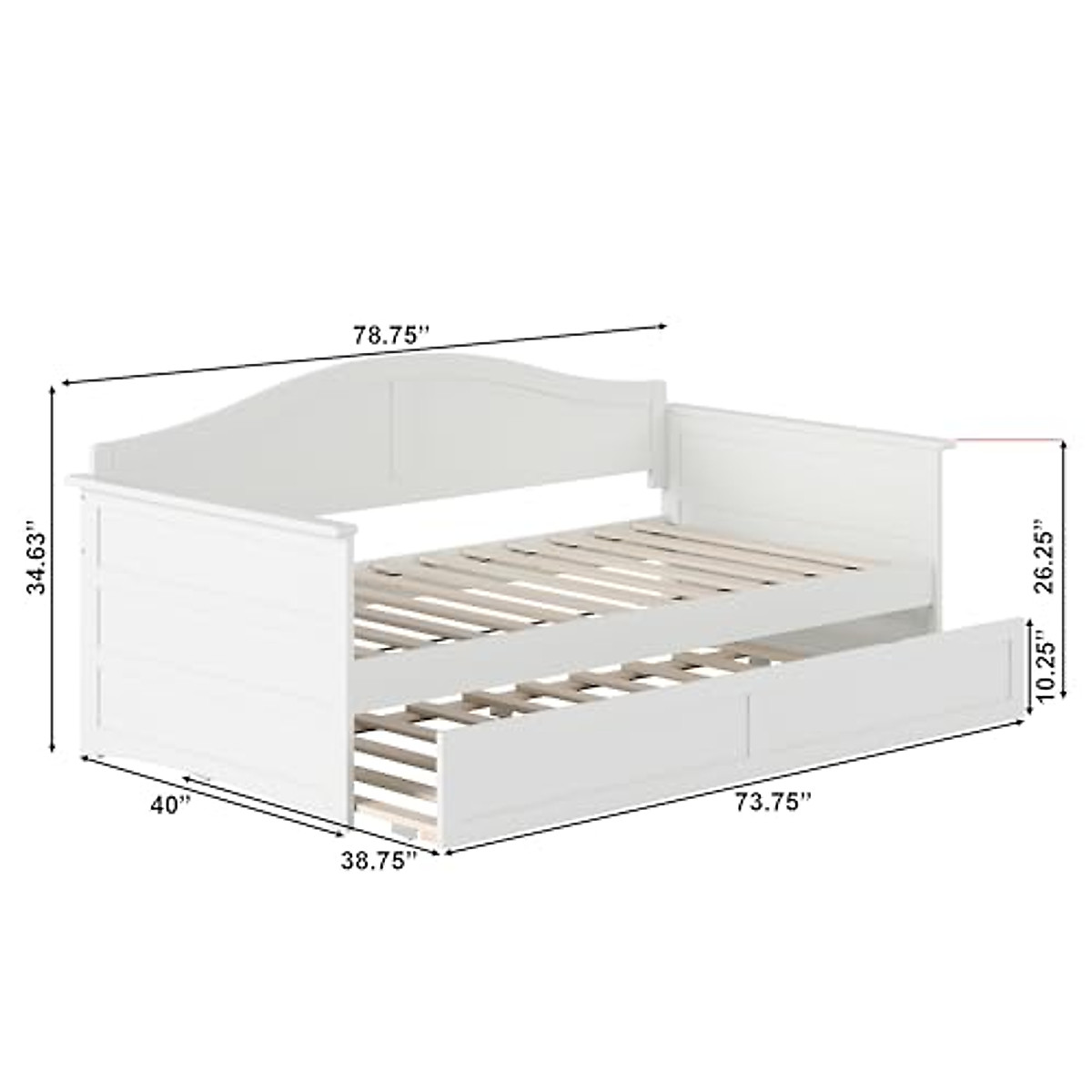 AFI, Acadia Twin Size Wood Daybed Frame with Twin Trundle, White
